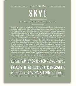 Skye Personalized Name Meaning Art Prints – Name Stories