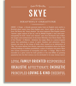 Skye Personalized Name Meaning Art Prints – Name Stories