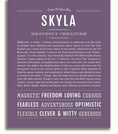 Skyla Personalized Name Meaning Art Prints – Name Stories