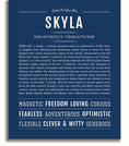 Skyla Personalized Name Meaning Art Prints – Name Stories