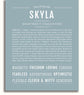 Skyla Personalized Name Meaning Art Prints – Name Stories