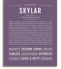 Skylar Personalized Name Meaning Art Prints – Name Stories