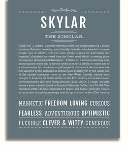 Skylar Personalized Name Meaning Art Prints – Name Stories