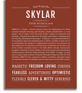 Skylar Personalized Name Meaning Art Prints – Name Stories