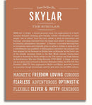 Skylar Personalized Name Meaning Art Prints – Name Stories