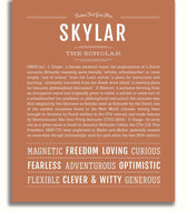Skylar Personalized Name Meaning Art Prints – Name Stories