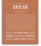 Skylar Personalized Name Meaning Art Prints – Name Stories