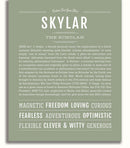 Skylar Personalized Name Meaning Art Prints – Name Stories
