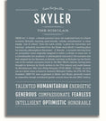 Skyler Personalized Name Meaning Art Prints – Name Stories