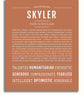 Skyler Personalized Name Meaning Art Prints – Name Stories