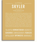 Skyler Personalized Name Meaning Art Prints – Name Stories