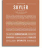 Skyler Personalized Name Meaning Art Prints – Name Stories