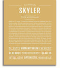 Skyler Personalized Name Meaning Art Prints – Name Stories