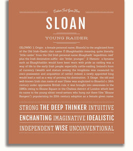 Sloan Personalized Name Meaning Art Prints – Name Stories