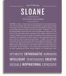 Sloane Personalized Name Meaning Art Prints – Name Stories