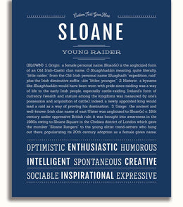 Sloane Personalized Name Meaning Art Prints – Name Stories