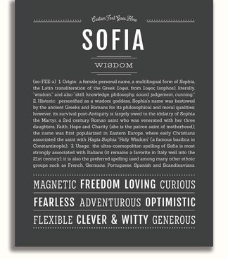 Sofia Personalized Name Meaning Art Prints – Name Stories