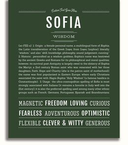 Sofia Personalized Name Meaning Art Prints – Name Stories