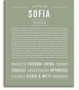 Sofia Personalized Name Meaning Art Prints – Name Stories