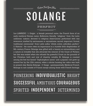Solange Personalized Name Meaning Art Prints – Name Stories
