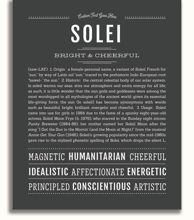 Solei Personalized Name Meaning Art Prints – Name Stories