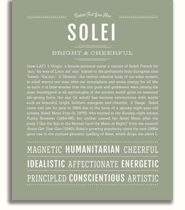 Solei Personalized Name Meaning Art Prints – Name Stories