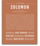 Solomon Personalized Name Meaning Art Prints – Name Stories