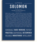 Solomon Personalized Name Meaning Art Prints – Name Stories