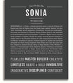 Sonia Personalized Name Meaning Art Prints – Name Stories