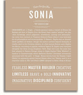 Sonia Personalized Name Meaning Art Prints – Name Stories