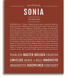 Sonia Personalized Name Meaning Art Prints – Name Stories