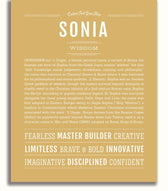 Sonia Personalized Name Meaning Art Prints – Name Stories
