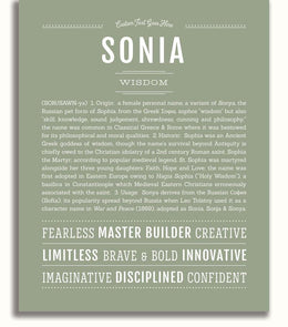 Sonia Personalized Name Meaning Art Prints – Name Stories