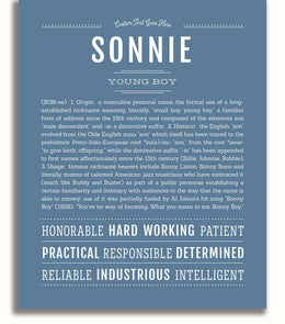 Sonnie Personalized Name Meaning Art Prints – Name Stories