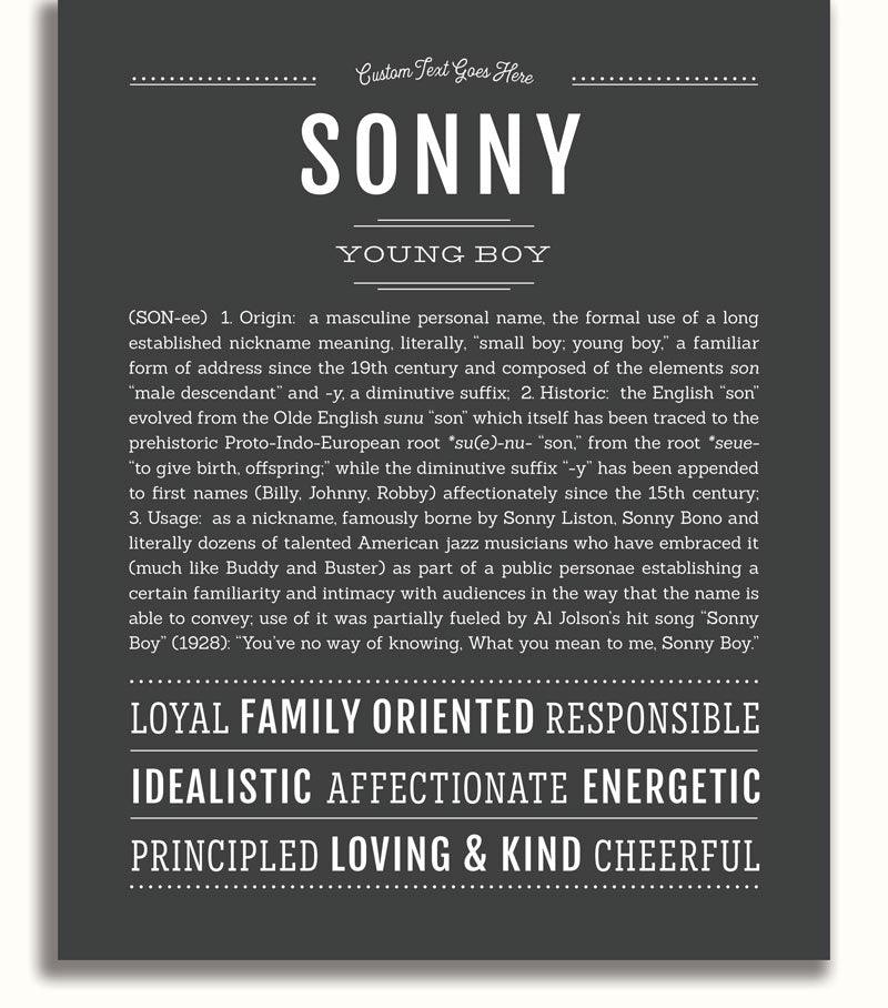 Sonny Personalized Name Meaning Art Prints – Name Stories