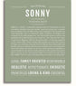 Sonny Personalized Name Meaning Art Prints – Name Stories