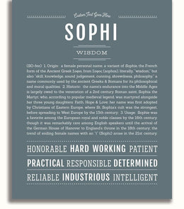 Sophi Personalized Name Meaning Art Prints – Name Stories