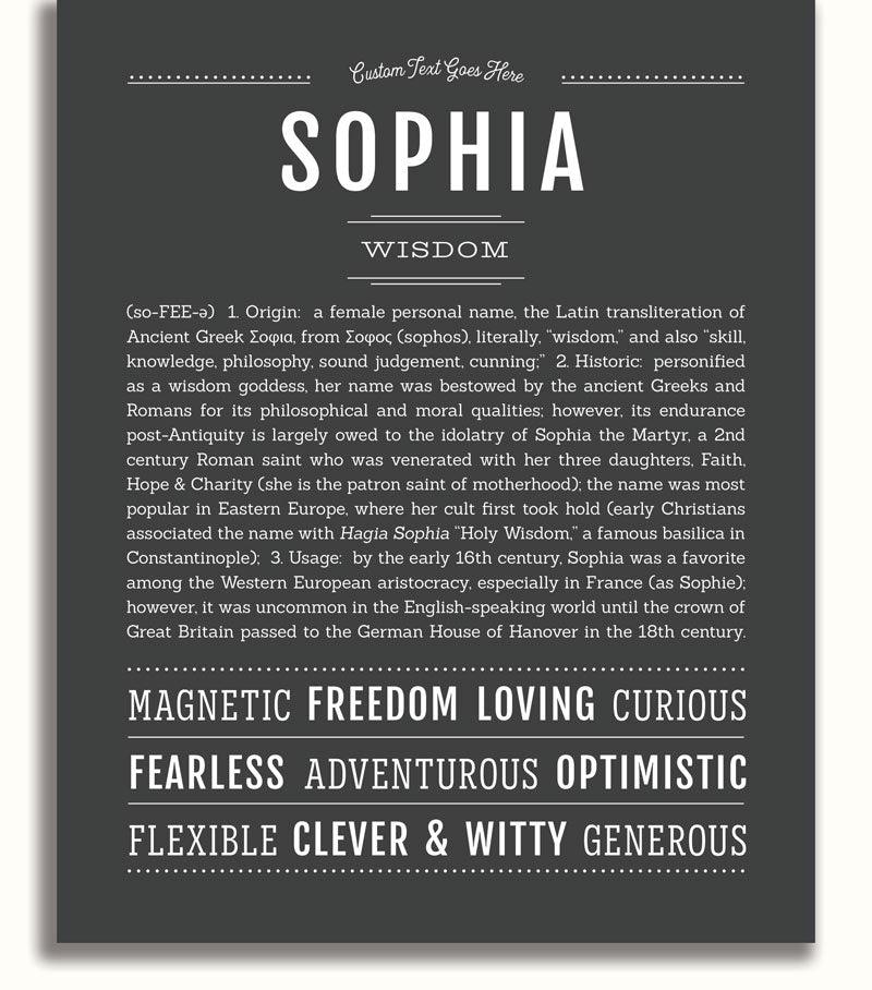 Sophia Personalized Name Meaning Art Prints – Name Stories