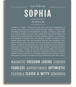 Sophia Personalized Name Meaning Art Prints – Name Stories