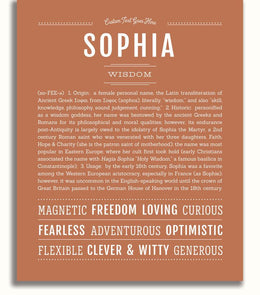 Sophia Personalized Name Meaning Art Prints – Name Stories