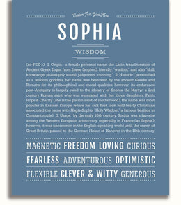 Sophia Personalized Name Meaning Art Prints – Name Stories