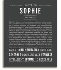Sophie Personalized Name Meaning Art Prints – Name Stories