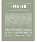 Spenser Personalized Name Meaning Art Prints – Name Stories