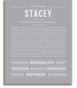 Stacey Personalized Name Meaning Art Prints – Name Stories