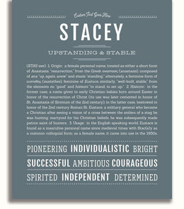 Stacey Personalized Name Meaning Art Prints – Name Stories