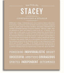 Stacey Personalized Name Meaning Art Prints – Name Stories