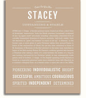 Stacey Personalized Name Meaning Art Prints – Name Stories