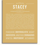 Stacey Personalized Name Meaning Art Prints – Name Stories