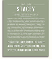 Stacey Personalized Name Meaning Art Prints – Name Stories