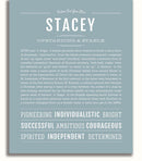 Stacey Personalized Name Meaning Art Prints – Name Stories